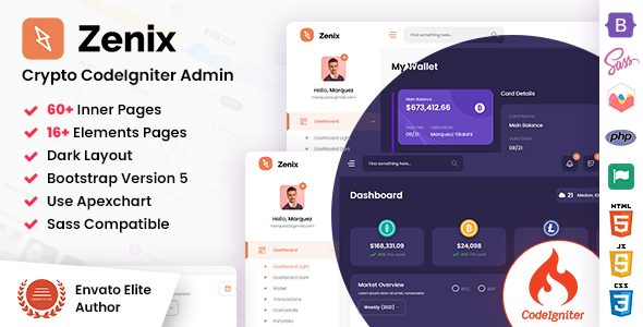 Zenix - Crypto Codeigniter Admin Dashboard